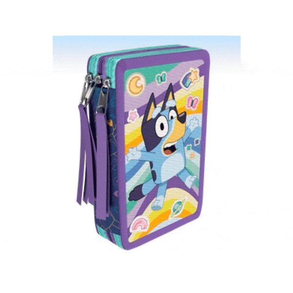 Plumier Triple Bluey con Material Escolar – Licencia Oficial – Toy Planet